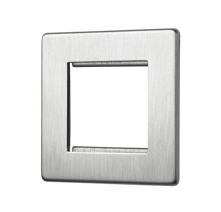 Satin Nickel Screwless Double Euro Module Plate - Wandsworth Electrical