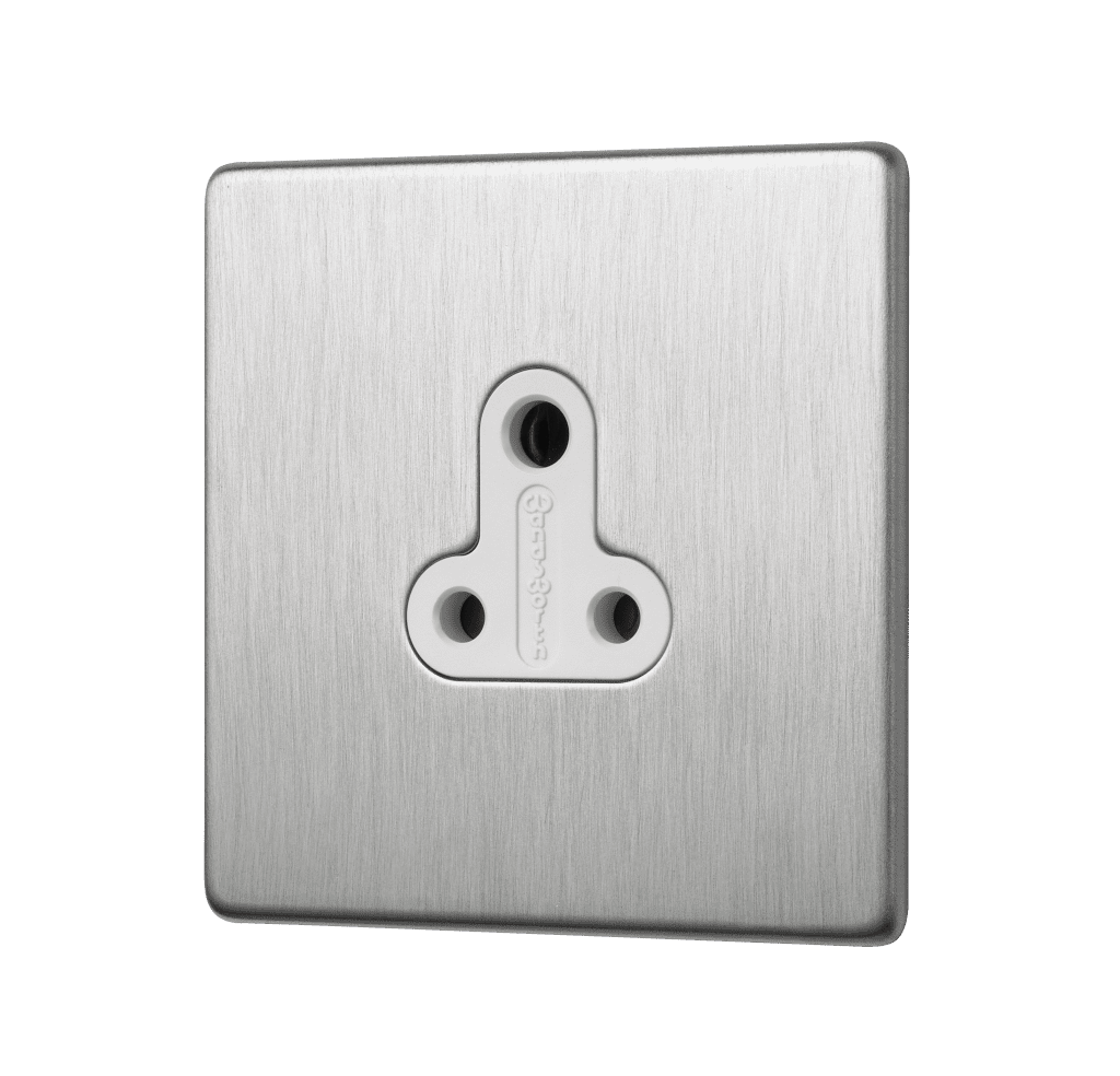 Satin Nickel Screwless Unswitched Socket - Single/1 Gang 5 Amp ...