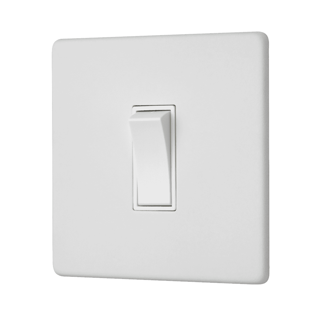 White Etched Prime Screwless Light Switch - 1 Gang/Single 2 Way Rocker ...