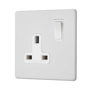 White Etched Prime Screwless Single Socket - 1 Gang/Single Switched ...