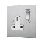 Satin Stainless Steel Single Socket- 1 Gang/Single Switched ...