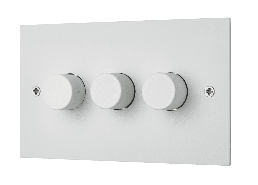 White Etched Prime Triple Dimmer Switch - 3 Gang 120W LED - Wandsworth ...