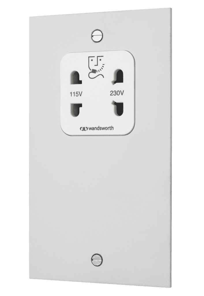 White Etched Prime Shaver Socket - Wandsworth Electrical