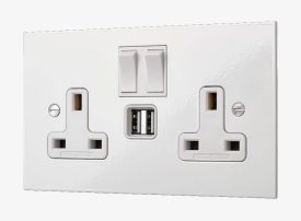 White Double Socket With USB - Twin switched 2 Gang 13 Amp - Wandsworth ...